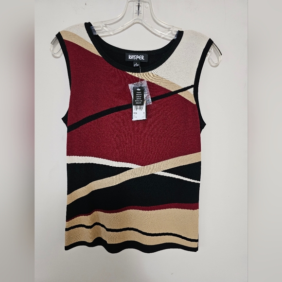 Kasper | Tops | New Kasper Black Multi Panama Tank Sz S Sweater Tank ...